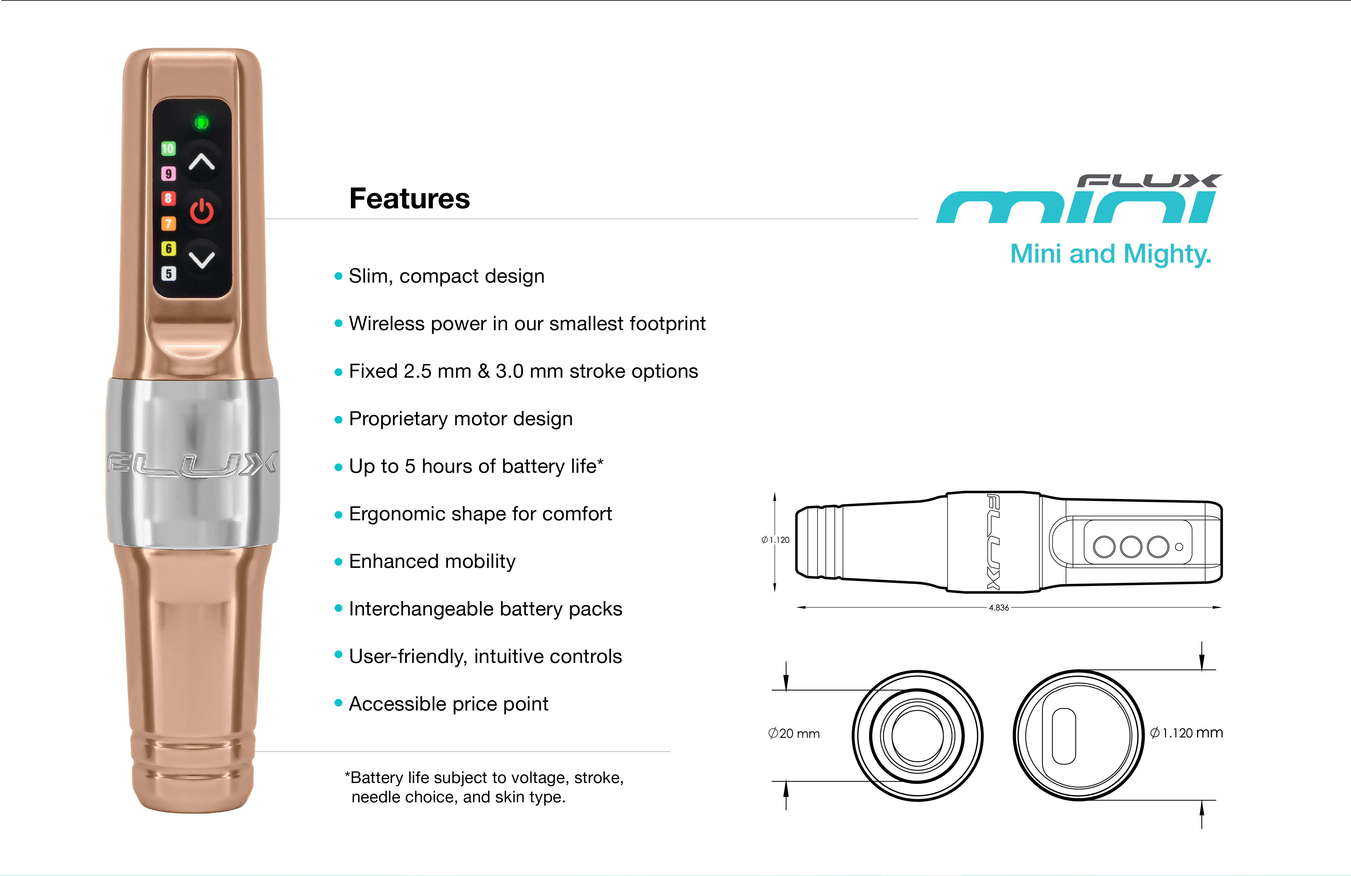 Flux Mini Bubblegum Battery | Microbeau International